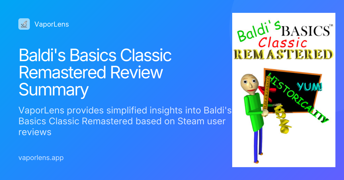 Baldi's Basics Classic Remastered Review Summary | VaporLens