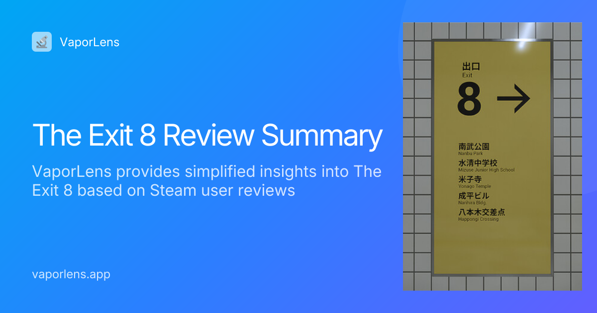 Is The Exit 8 Worth It? Steam Reviews Analysis | VaporLens