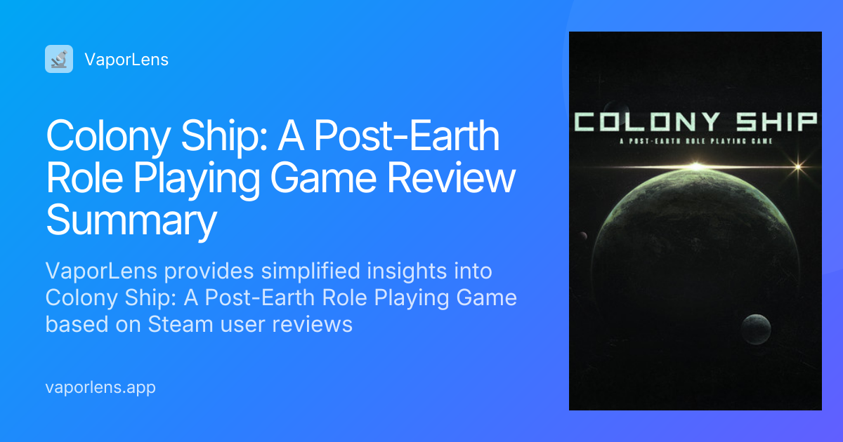 Colony Ship: A Post-Earth Role Playing Game Review Summary | VaporLens